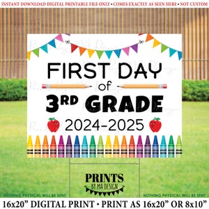First Day of School Sign, Third Grader, Starting 3rd Grade Three, 2024 ...