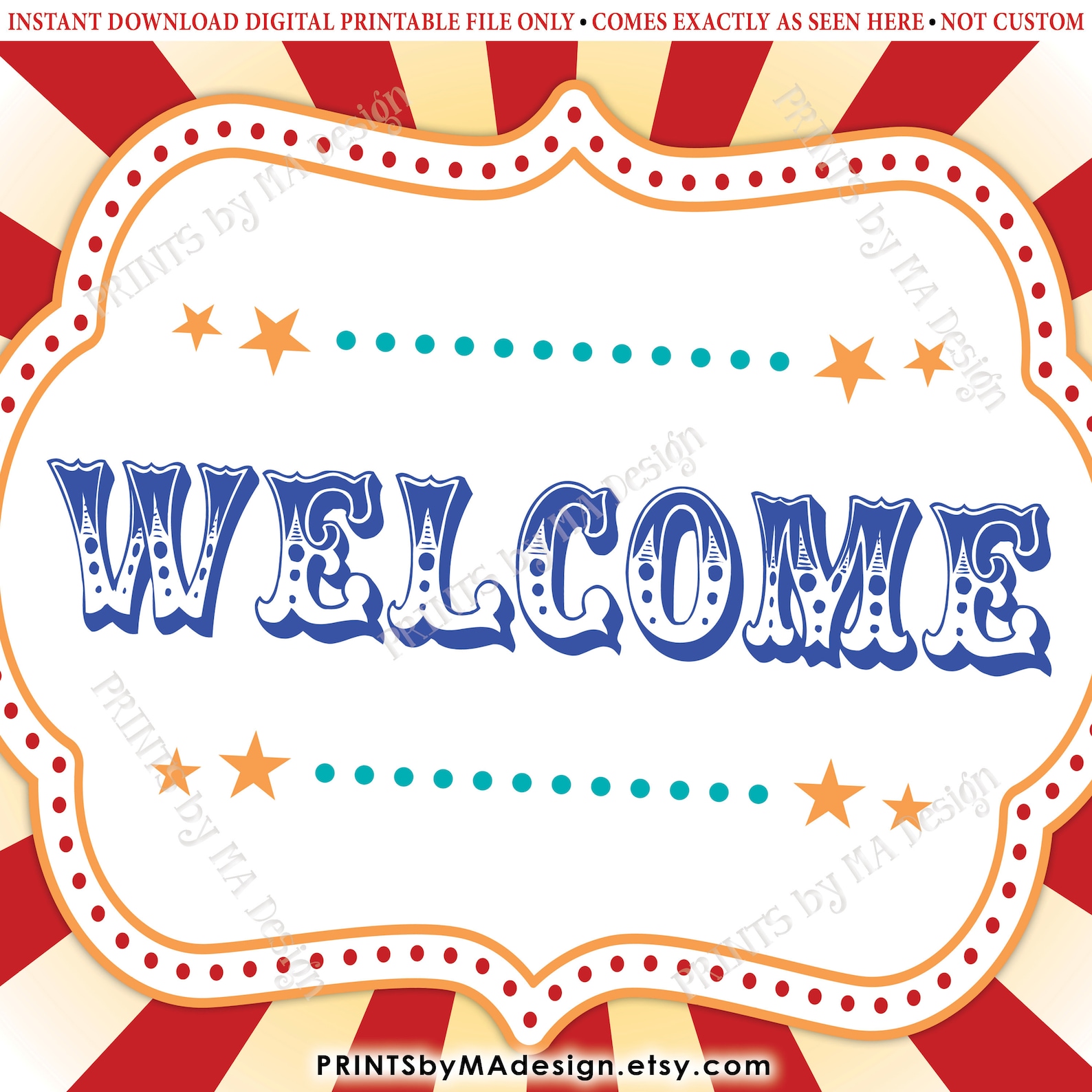 Welcome Sign Carnival or Circus Themed Party PRINTABLE | Etsy