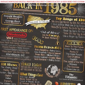 Back in 1985 Birthday Poster Board, Flashback to 1985 Birthday ...