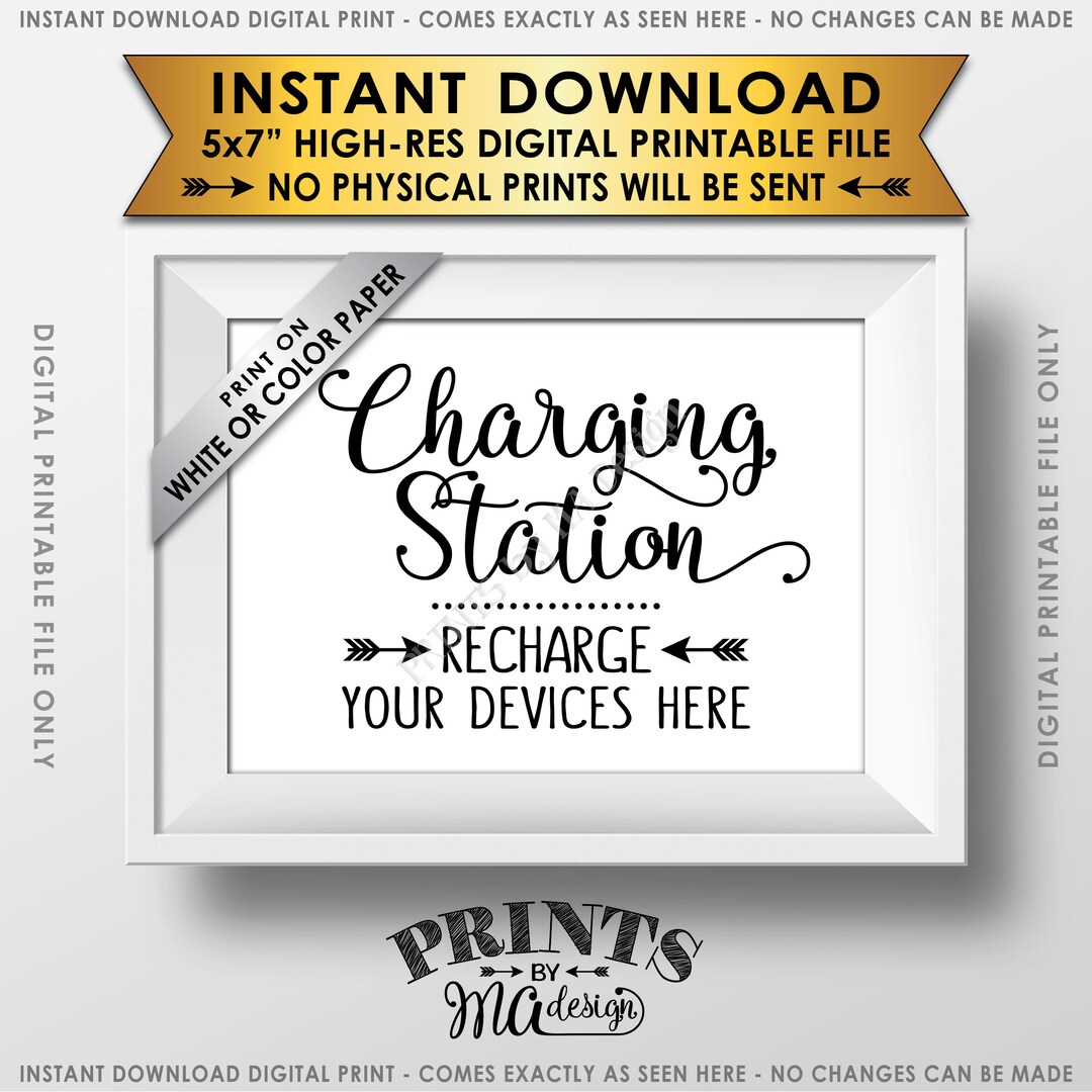 Charging Station Sign, Recharge Your Devices Here, Wedding Charge Bar ...