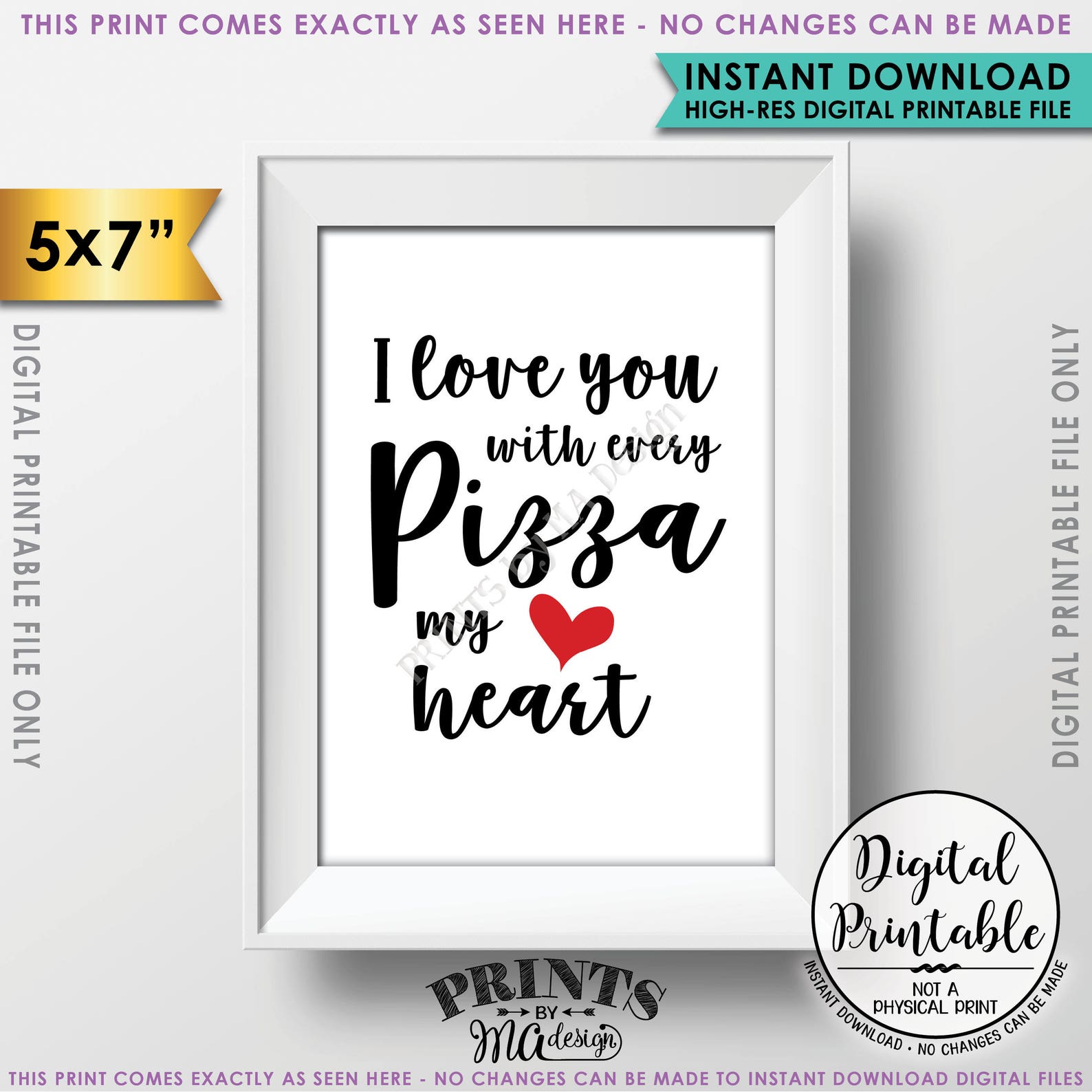 Pizza Sign, I Love You With Every Pizza My Heart, Late Night Wedding ...