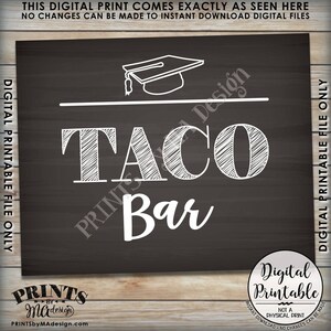 Taco Bar Sign, Taco Sign, Graduation Party Food, Build Your Own Tacos ...