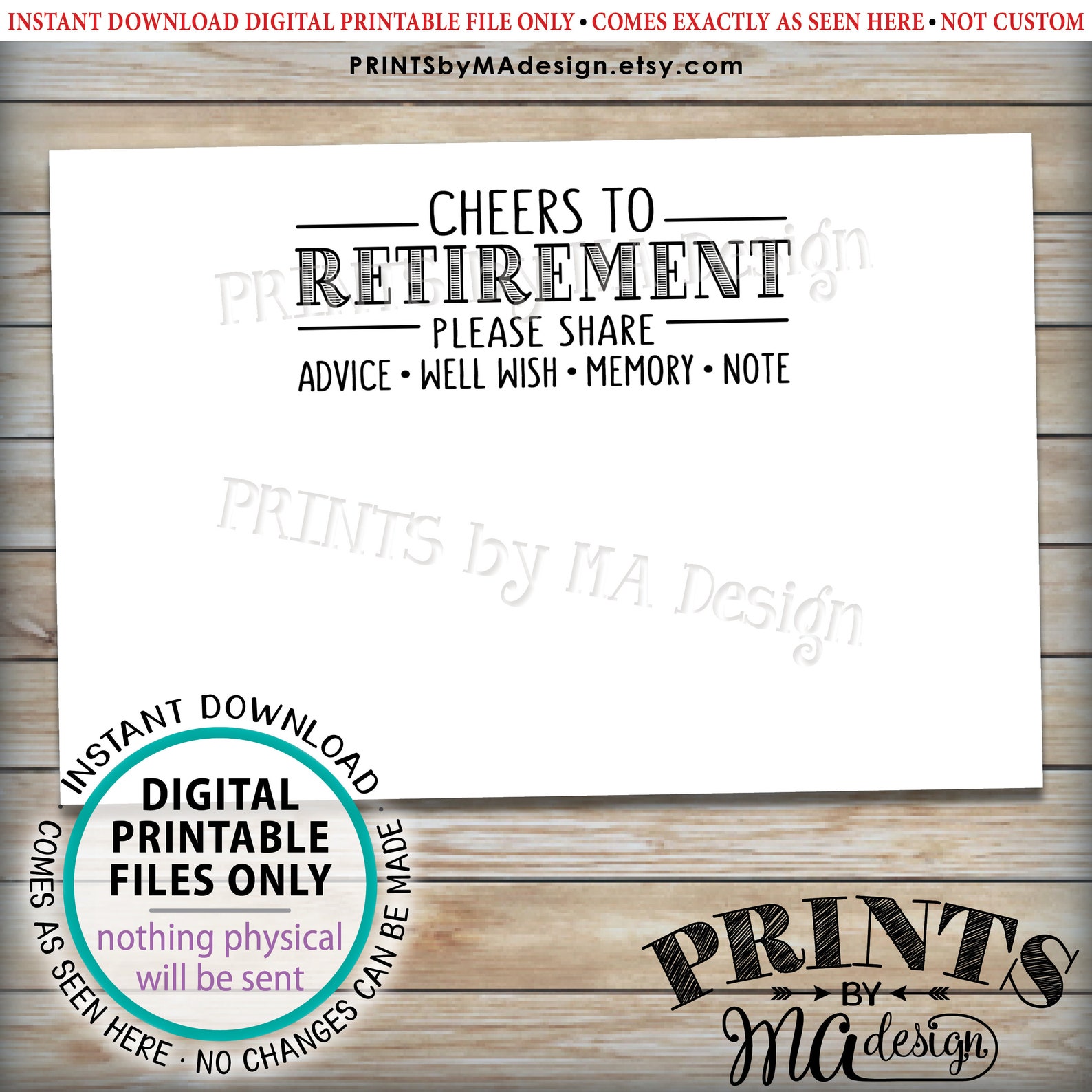 Retirement Wishes Cards, Cheers to Retirement Party Activity, Memory ...