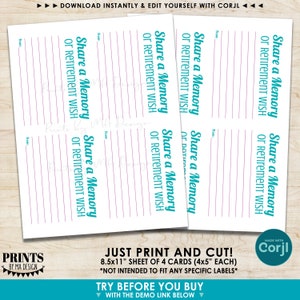Custom Share a Memory Card, Memories Wishes Advice Note, Editable ...