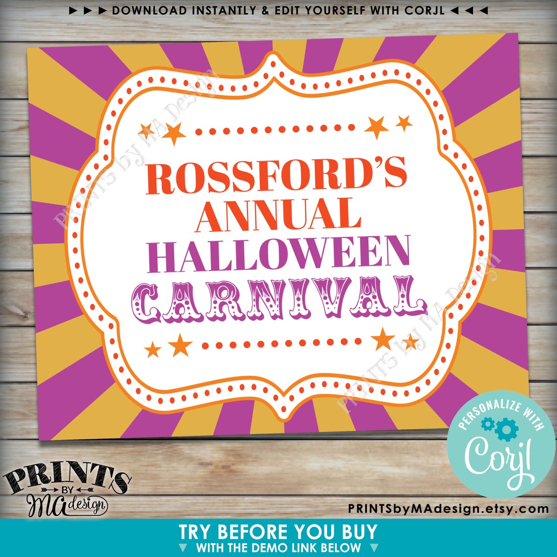 Custom Halloween Sign, Carnival or Circus Theme Party Sign, Choose Text ...