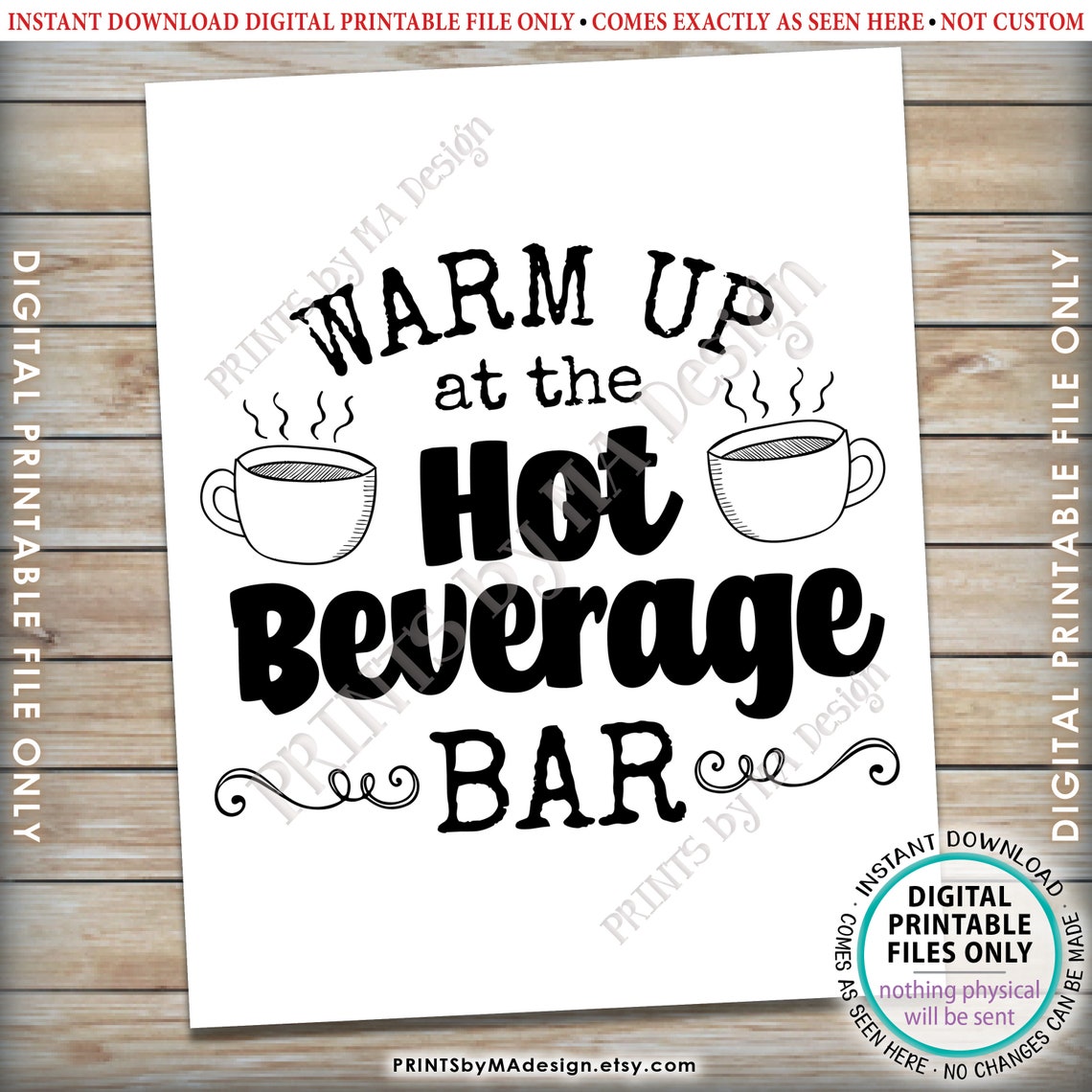 Hot Beverage Bar Sign Chocolate Station Cocoa Drink Display - Etsy