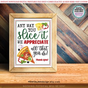 Pizza Appreciation Sign, Any Way You Slice It We Appreciate All That ...