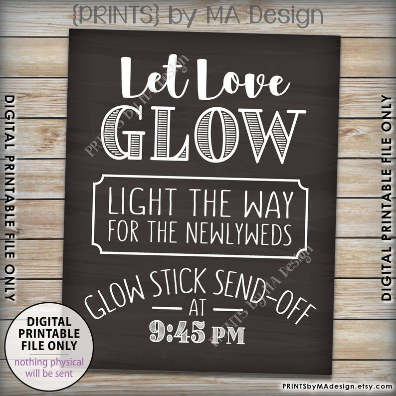 Glow Stick Send off Let Love Glow Wedding Sign Light the Way - Etsy