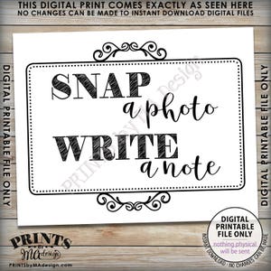 Snap a Photo and Write a Note Sign, Take a Photo Guestbook, Birthday ...