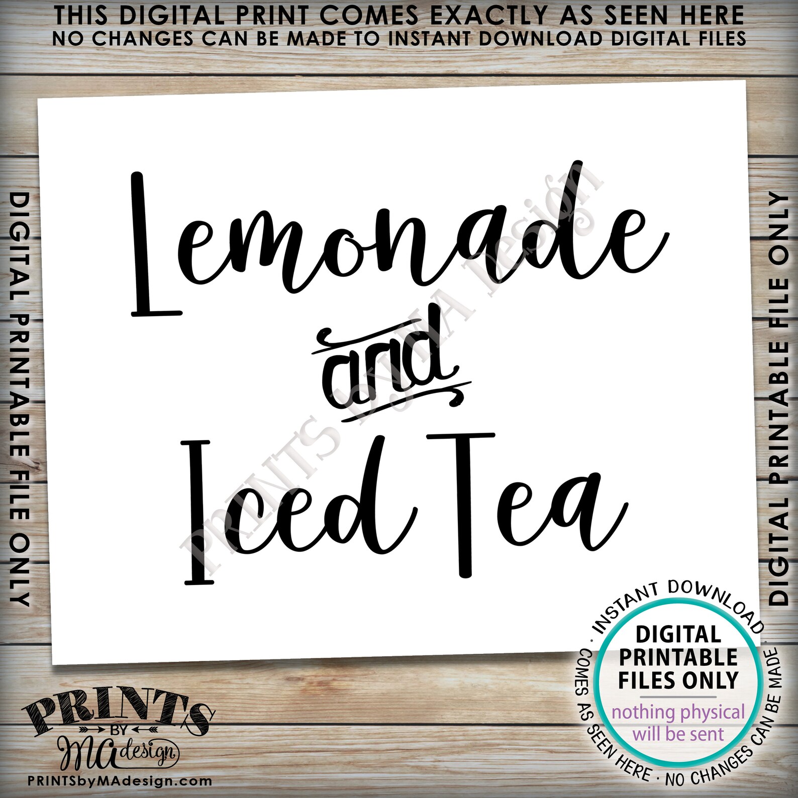 Lemonade & Iced Tea Sign Ice Tea and Lemonade Non-alcoholic | Etsy