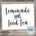 Lemonade & Iced Tea Sign, Ice Tea and Lemonade, Non-alcoholic Drinks ...