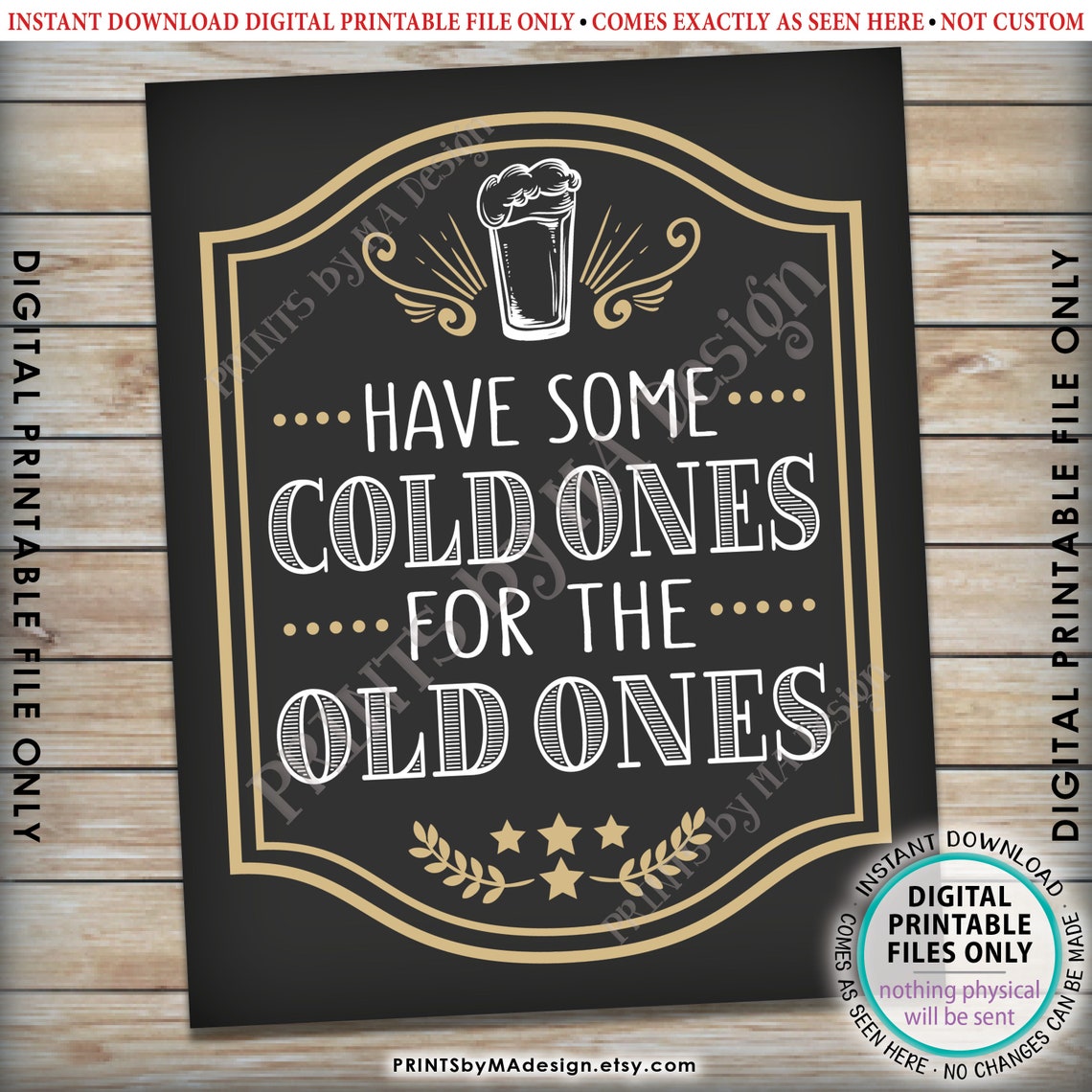 Have Some Cold Ones for the Old Ones Sign, Joint Birthday Party Sign ...