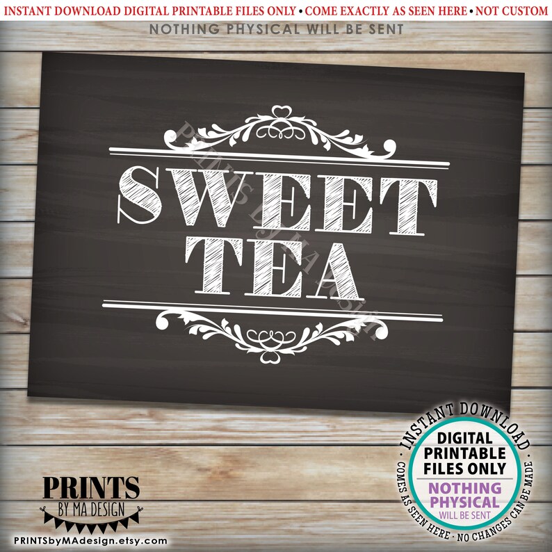 Cold Beverage Signs Drink Station Unsweet and Sweet Tea - Etsy