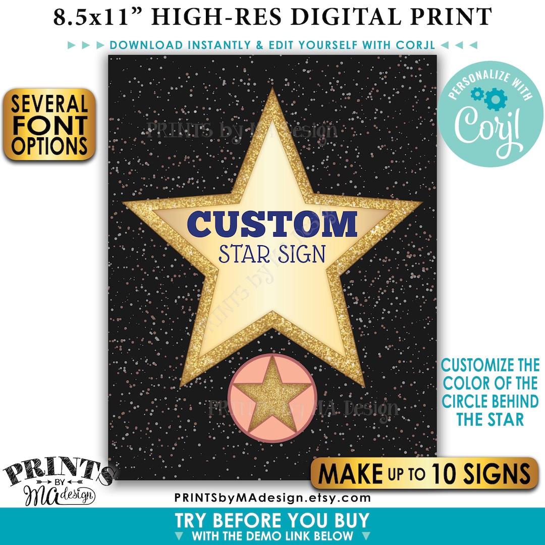 Hollywood Star Signs, Red Carpet Movie Star, Movie Night Idea, Glam VIP ...