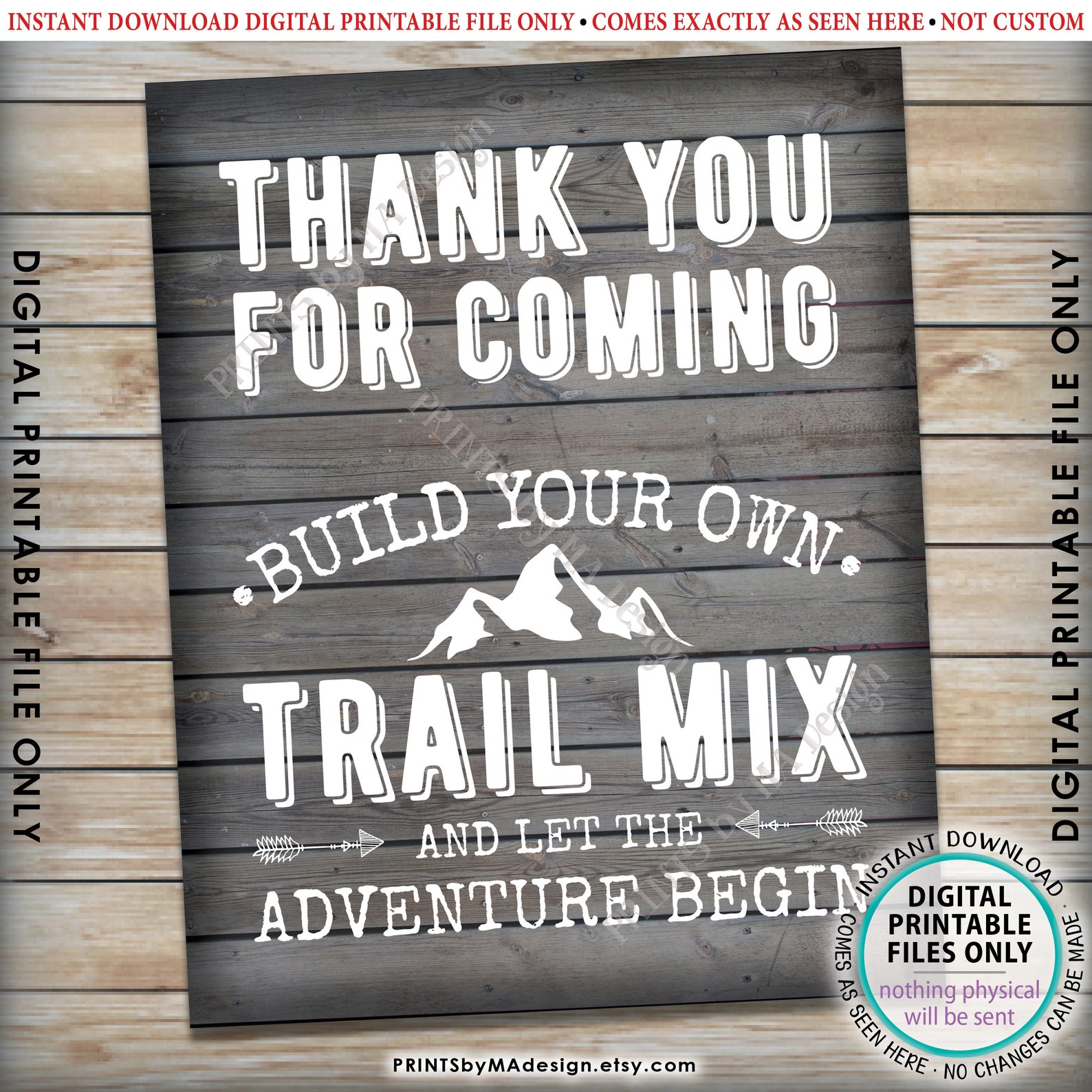Trail Mix Sign, Thank You for Coming, Build Your Own Trail Mix Bar Sign ...
