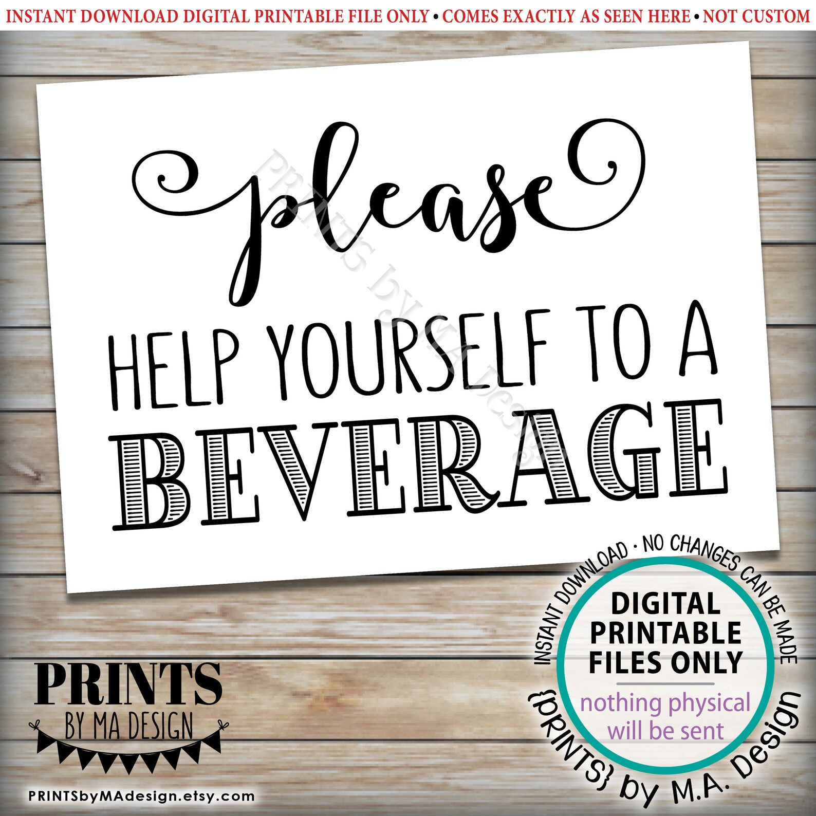 Beverage Station Sign, Please Help Yourself to a Beverage, PRINTABLE ...