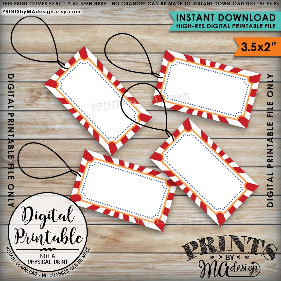 Carnival Theme Labels Food Labels Buffet Place Cards Table | Etsy