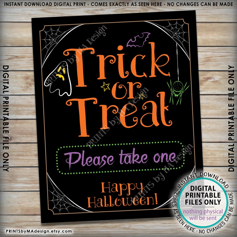 Trick or Treat Sign Please Take One Help Yourself to Candy - Etsy