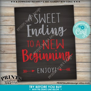 A Sweet Ending to a New Beginning Sign, Retirement Party, Graduation ...
