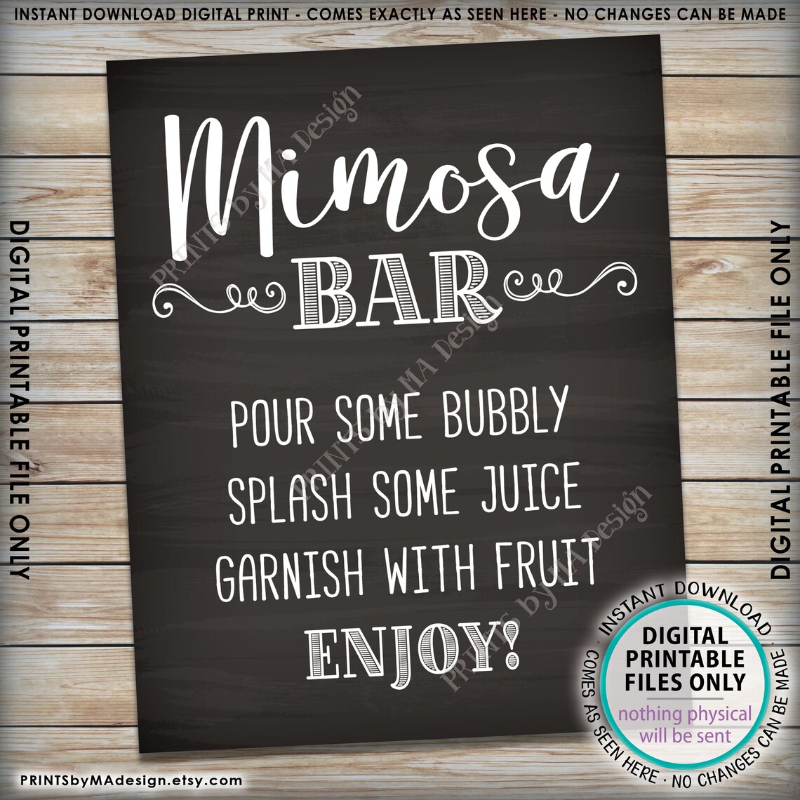 Mimosa Bar Sign Make Your Own Mimosa Bridal Shower Wedding - Etsy