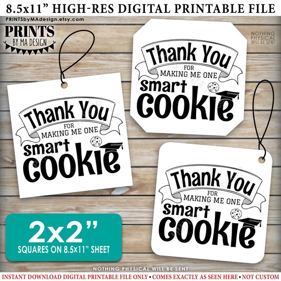 Thank You for Making Me One Smart Cookie Cards or Tags | Etsy