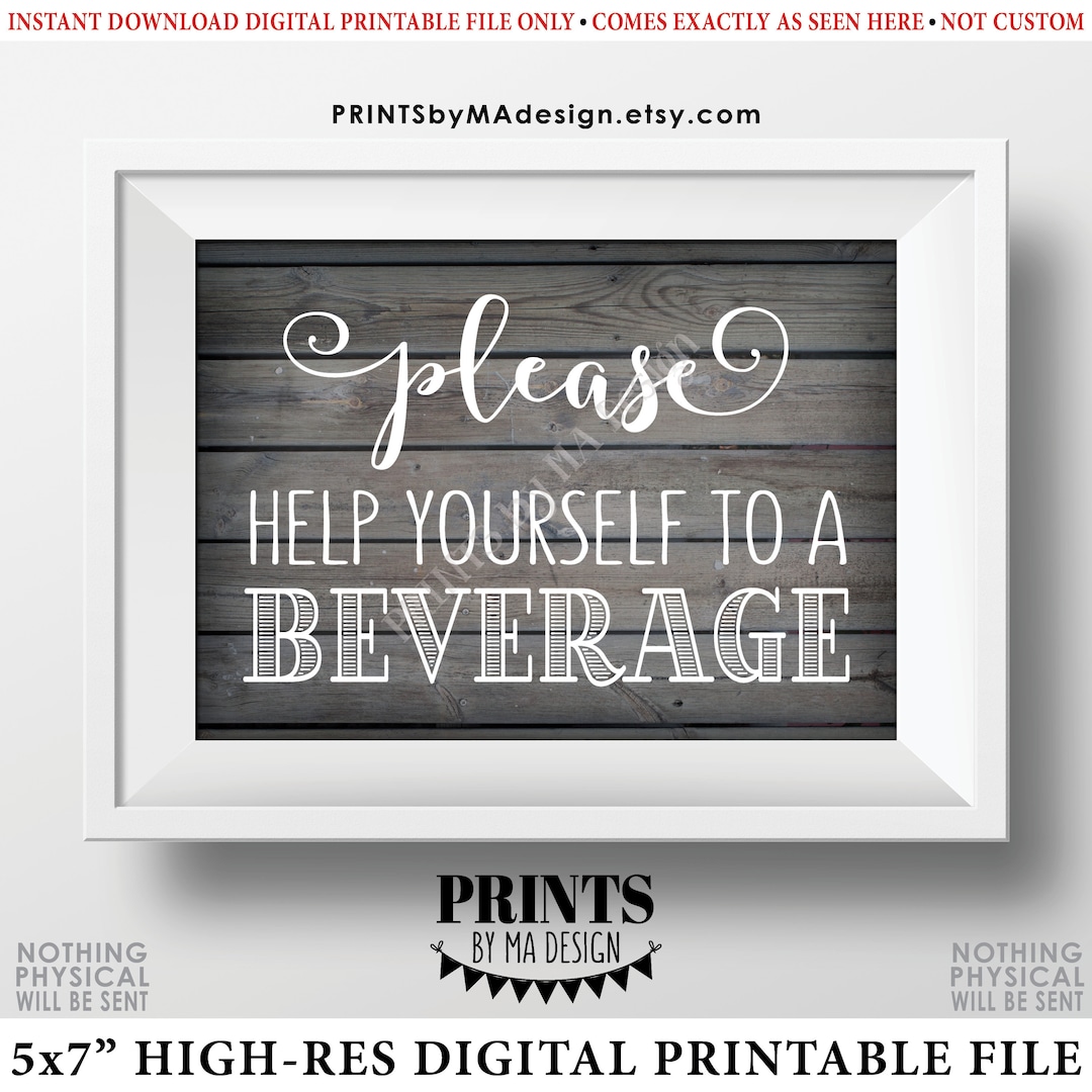 Beverage Station Sign, Please Help Yourself to a Beverage, PRINTABLE ...