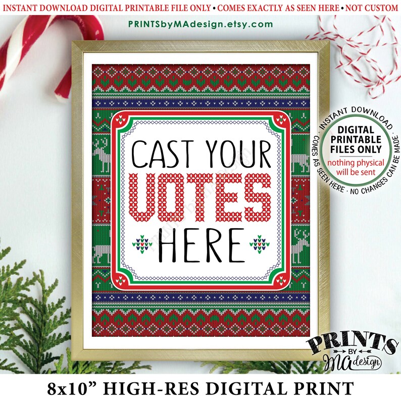 Ugly Sweater Voting Sign Cast Your Votes Here Vote for the - Etsy