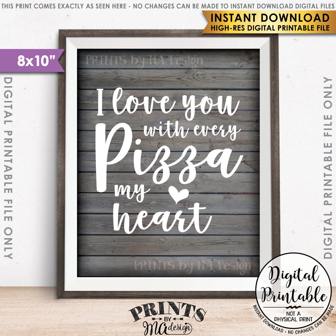 Pizza Sign I Love You With Every Pizza My Heart Pizza Party - Etsy