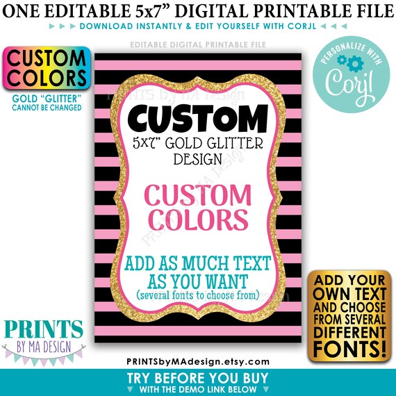 Design a Custom Sign Choose Your Text and Colors Gold - Etsy