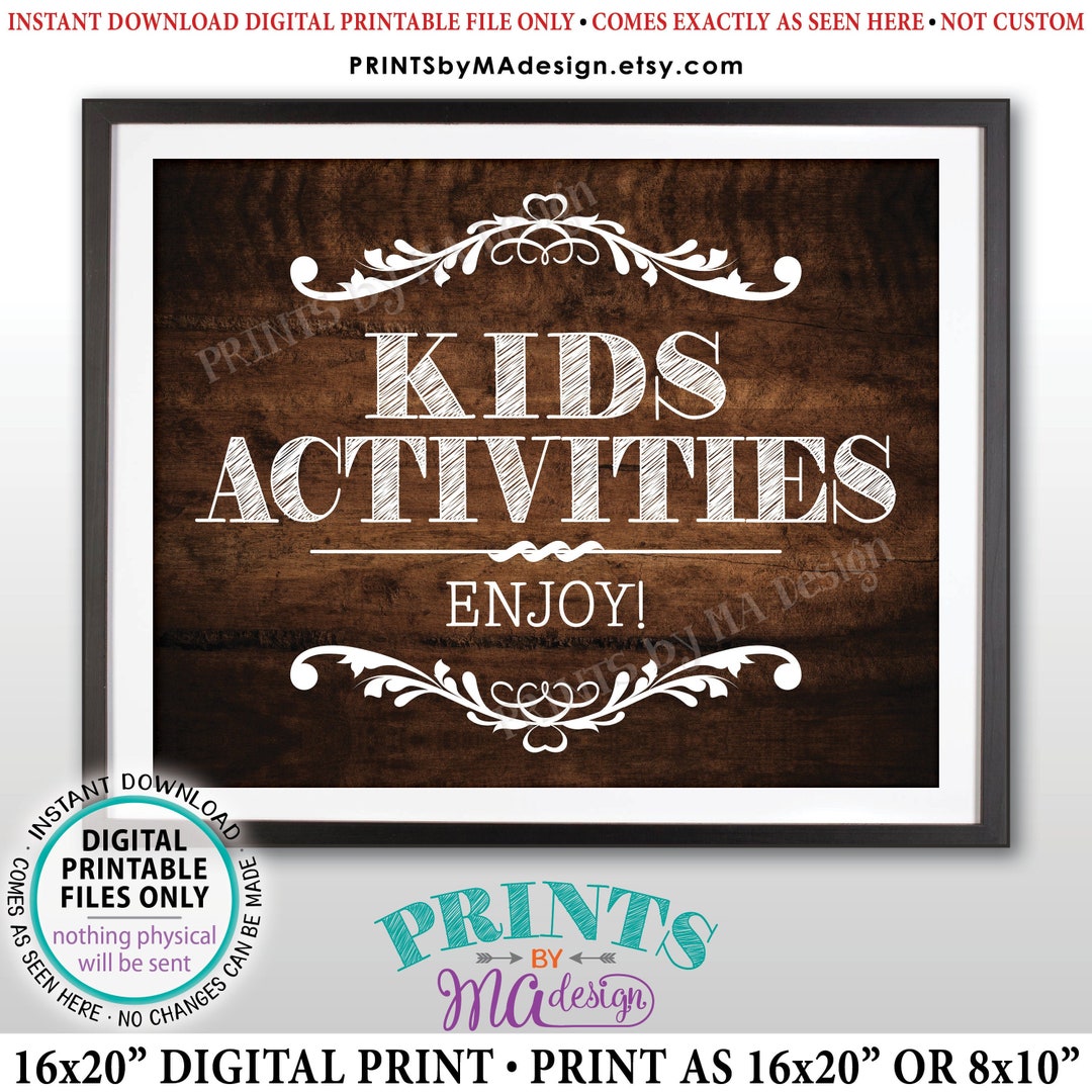 Kids Activities Sign, Kids Table Wedding Sign, Enjoy the Kids ...