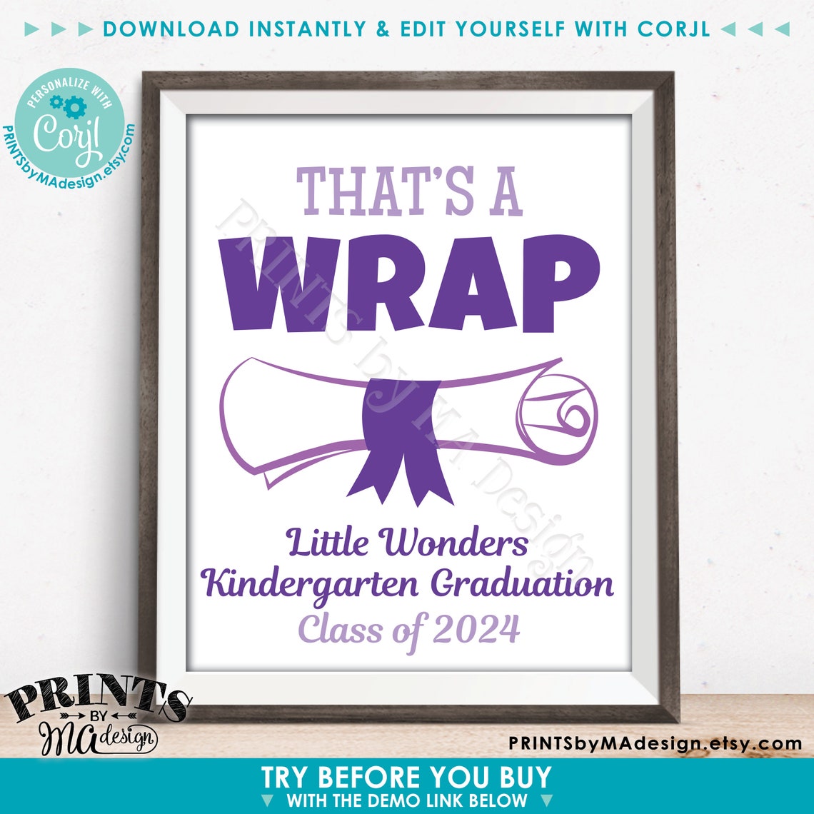 Editable That's a Wrap Sign Graduation Diploma Custom - Etsy