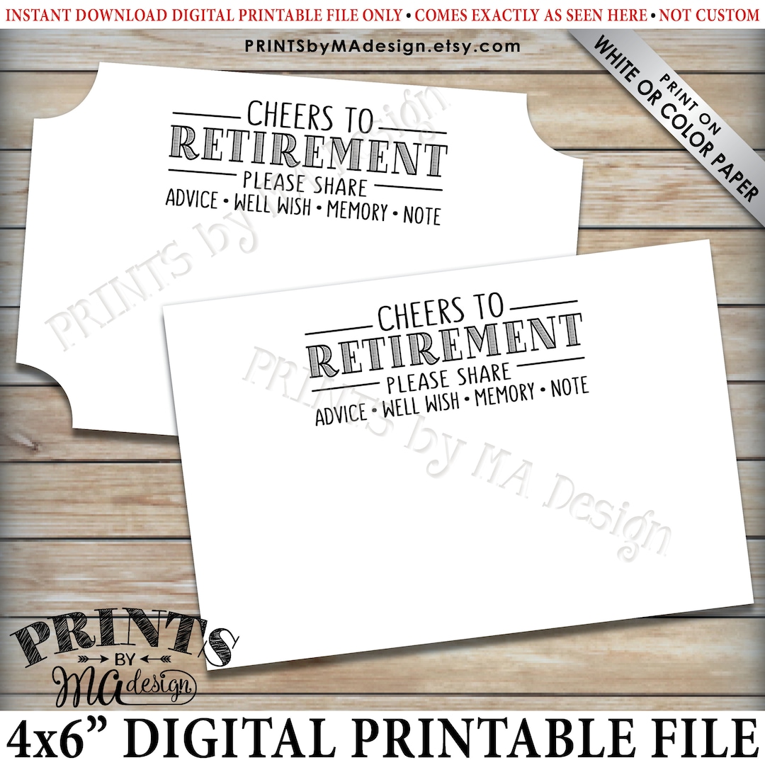 Retirement Wishes Cards, Cheers to Retirement Party Activity, Memory ...