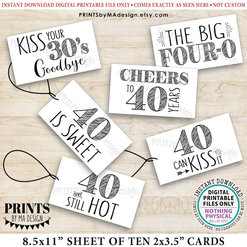 40th Birthday Party Candy Signs, Cheers to 40 Candy Bar, 40 Sucks Blows ...