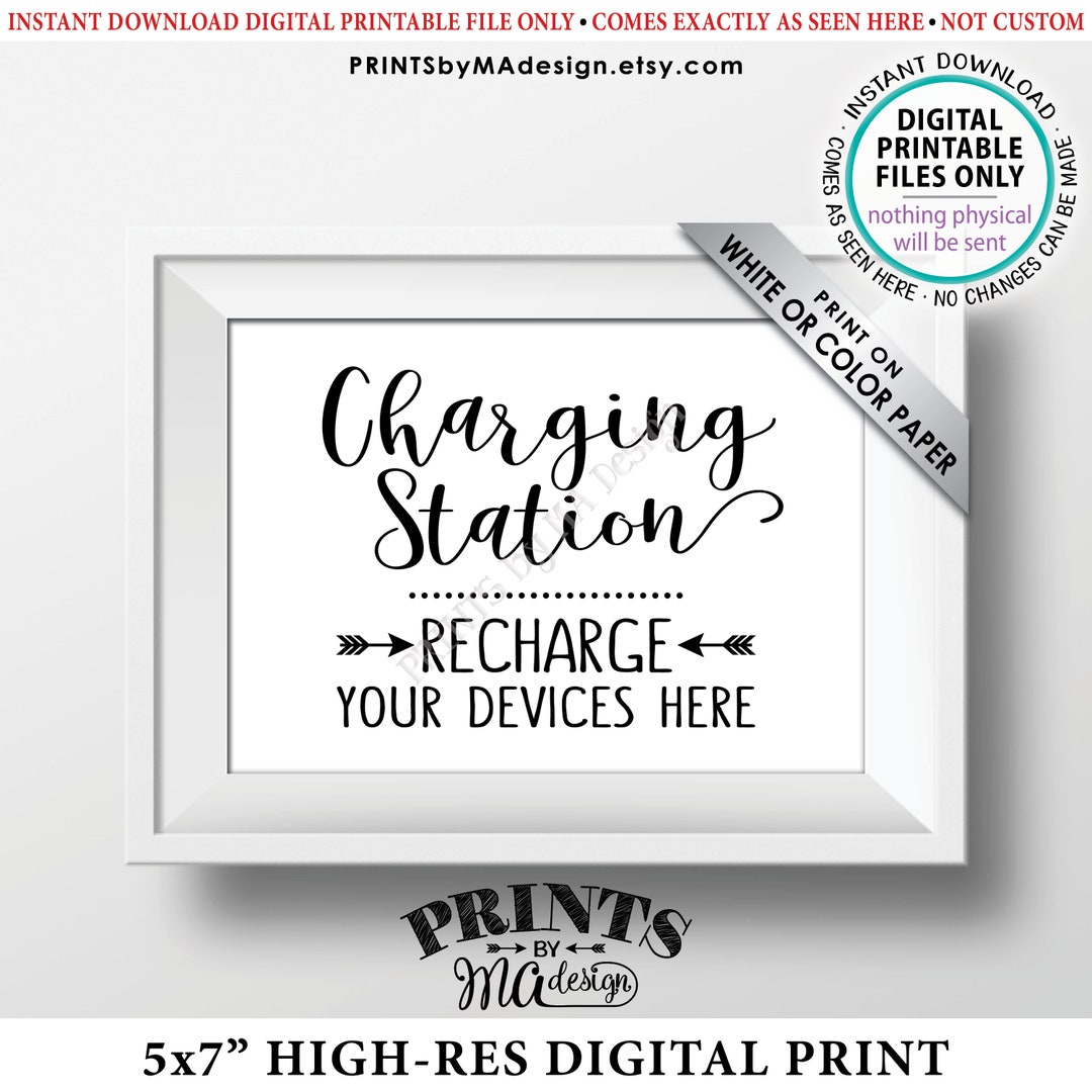 Charging Station Sign, Recharge Your Devices Here, Charge Your Phone ...