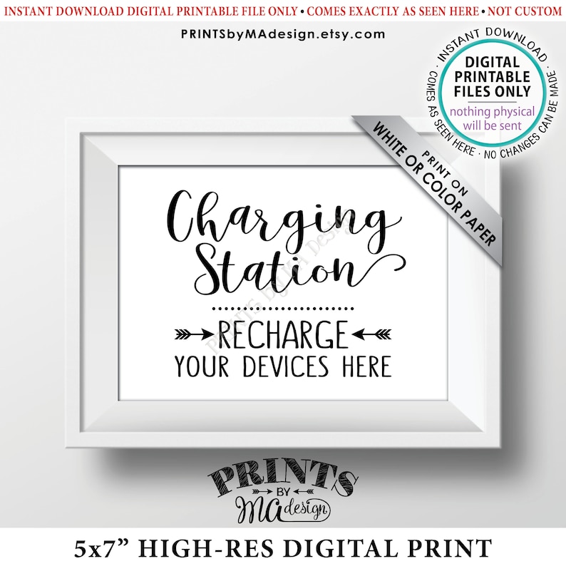 Charging Station Sign Recharge Your Devices Here Charge Your - Etsy