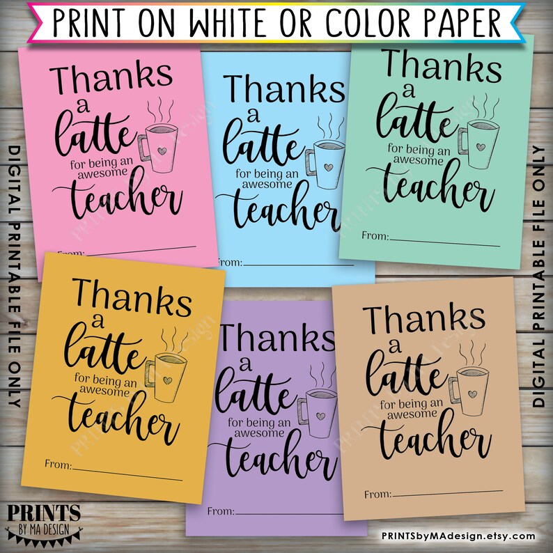 Thanks a Latte Card Gift Card Holder for Teacher | Etsy