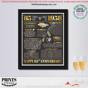 65th Anniversary Poster Board Back in 1958 Flashback 65 - Etsy