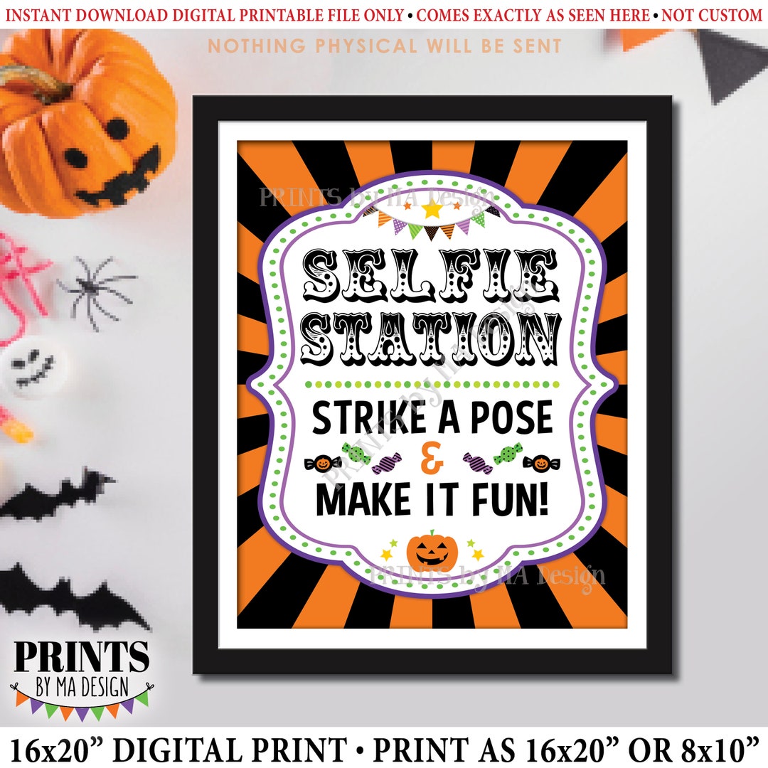 Halloween Selfie Station Sign, Carnival Theme Halloween Party, Circus ...