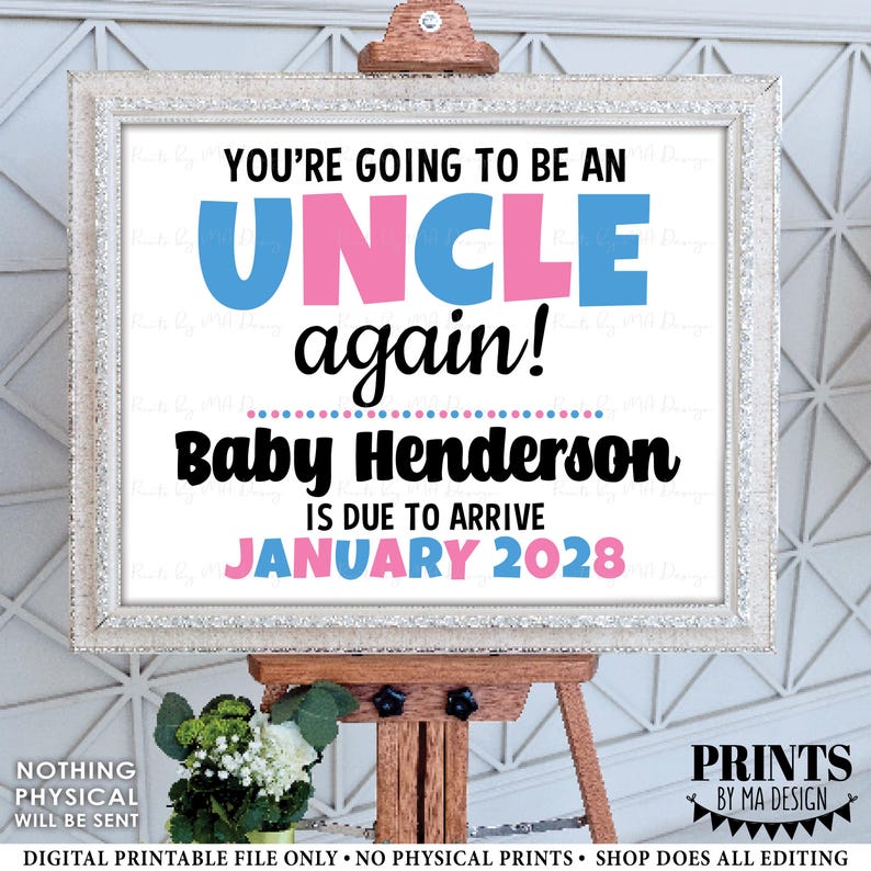 Uncle Pregnancy Announcement Sign, Going to Be an Uncle Again, Announce ...