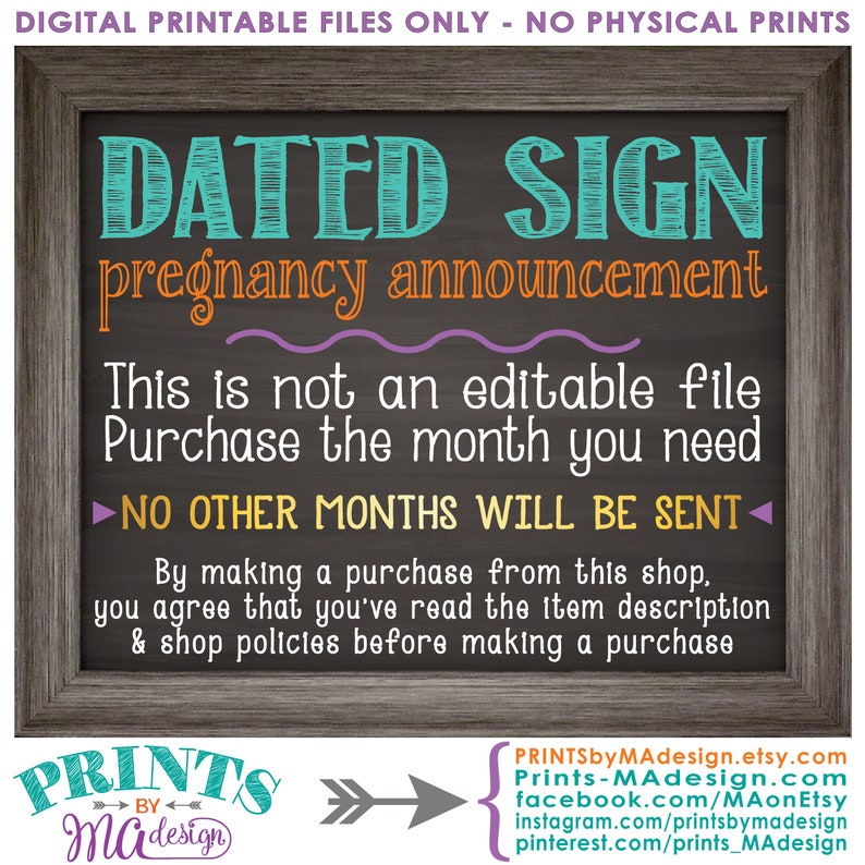 Pregnancy Announcement Sign Subtle Due Date Month Expecting - Etsy