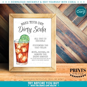 Editable Soda Bar Sign, DIY Drink Station, Italian/dirty Soda ...