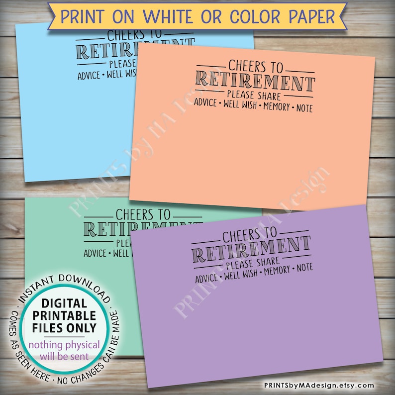 Retirement Wishes Cards, Cheers to Retirement Party Activity, Memory ...