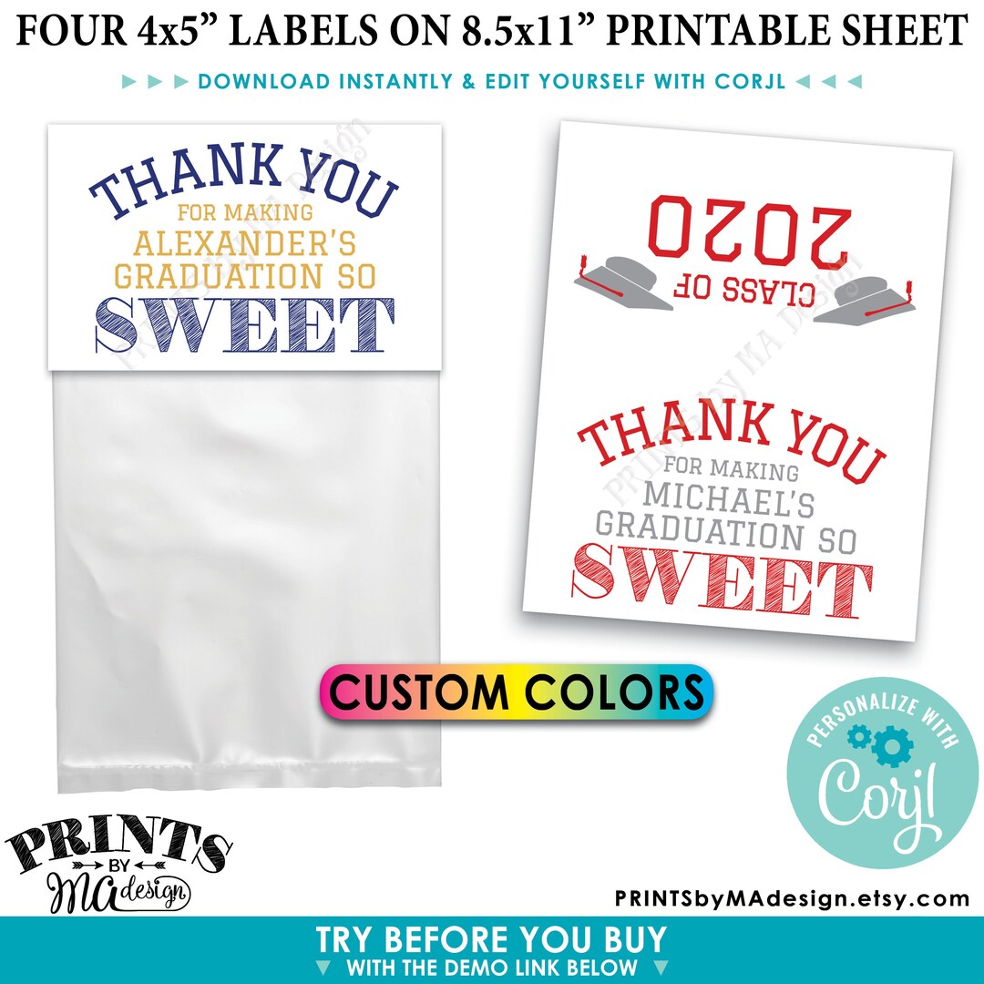 Graduation Goodie Bag Labels, Graduation is Sweet Treat Grad Party ...