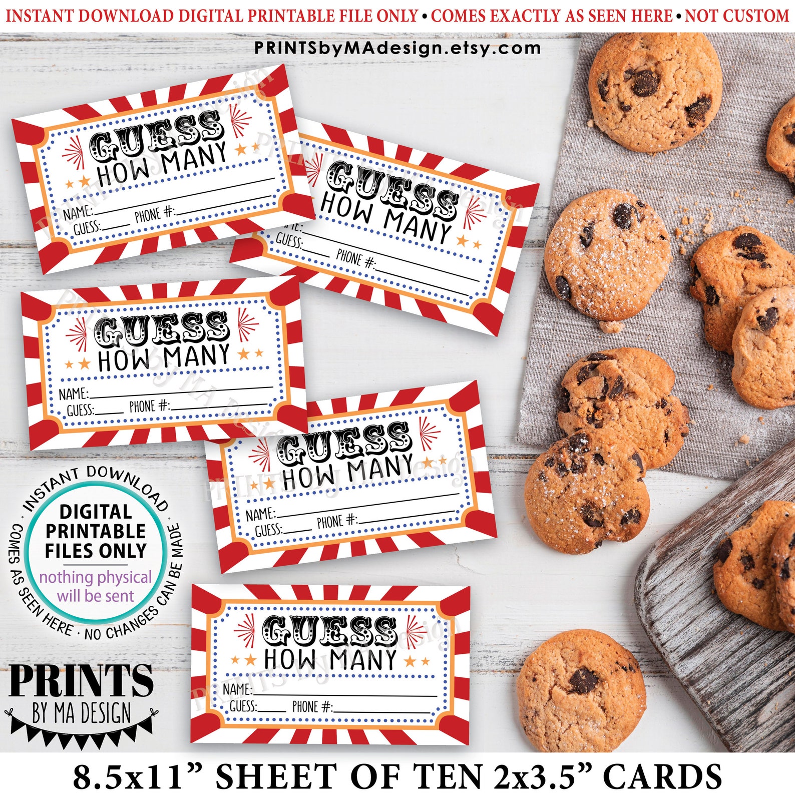 Guess How Many Carnival Guessing Game, Circus Theme Cards, Birthday ...