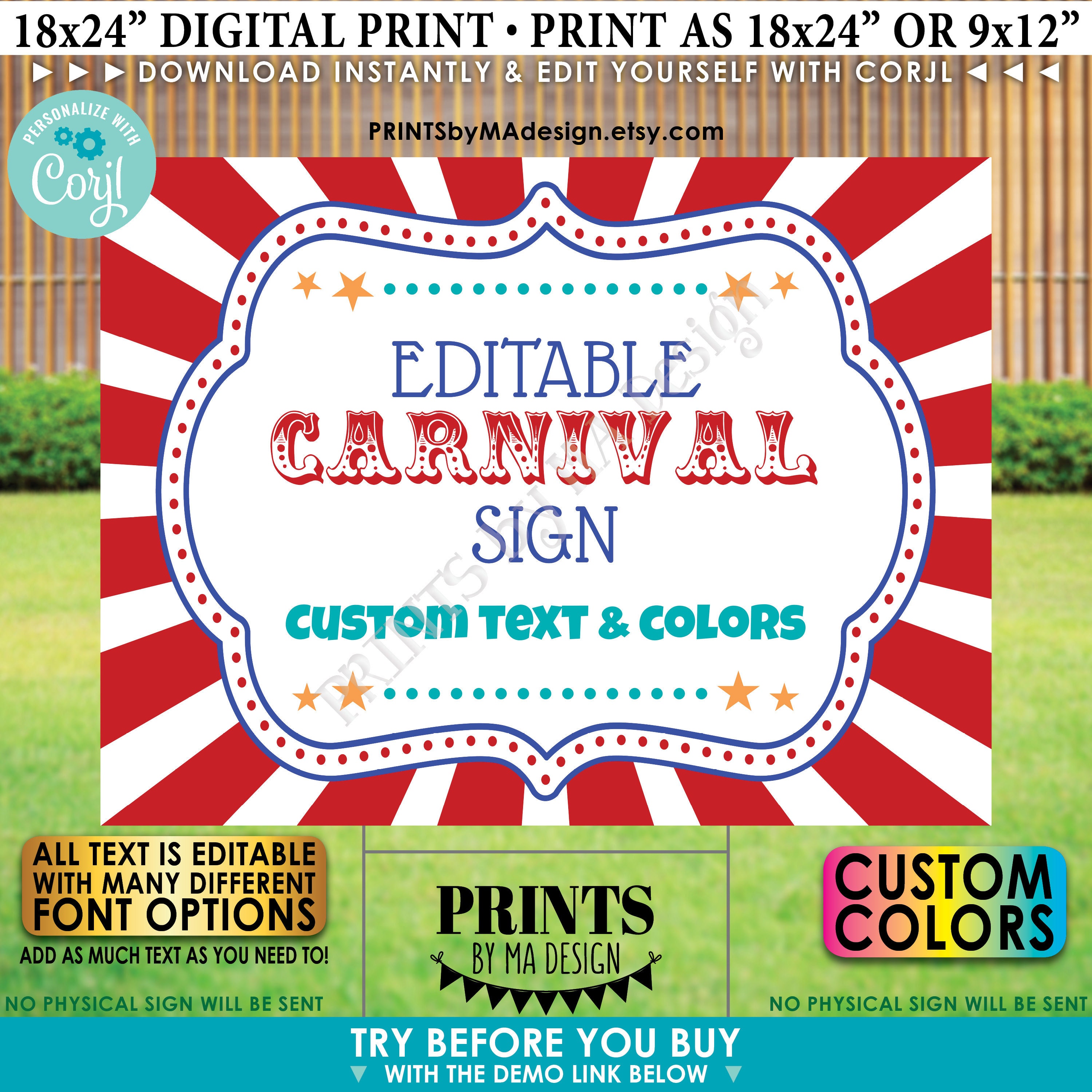 Custom Carnival Sign, Carnival Theme Party Sign, Circus Birthday Party ...