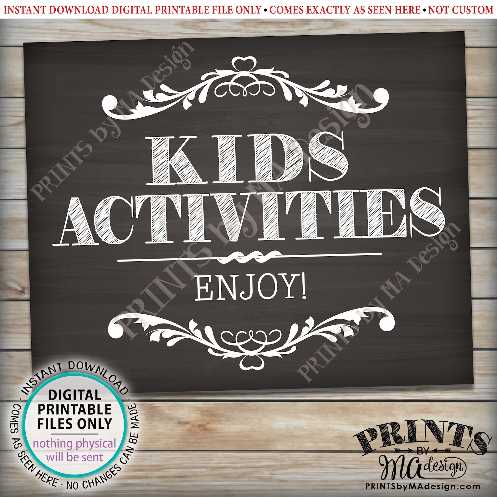Kids Activities Sign, Enjoy the Kids Activities Kids Table Wedding Sign ...
