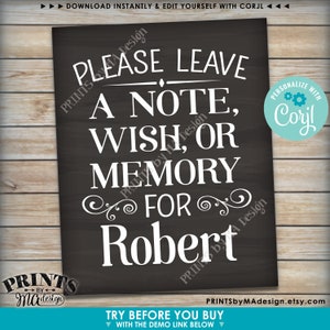 Please Leave a Note Wish or Memory Sign, Write a Message Sign ...