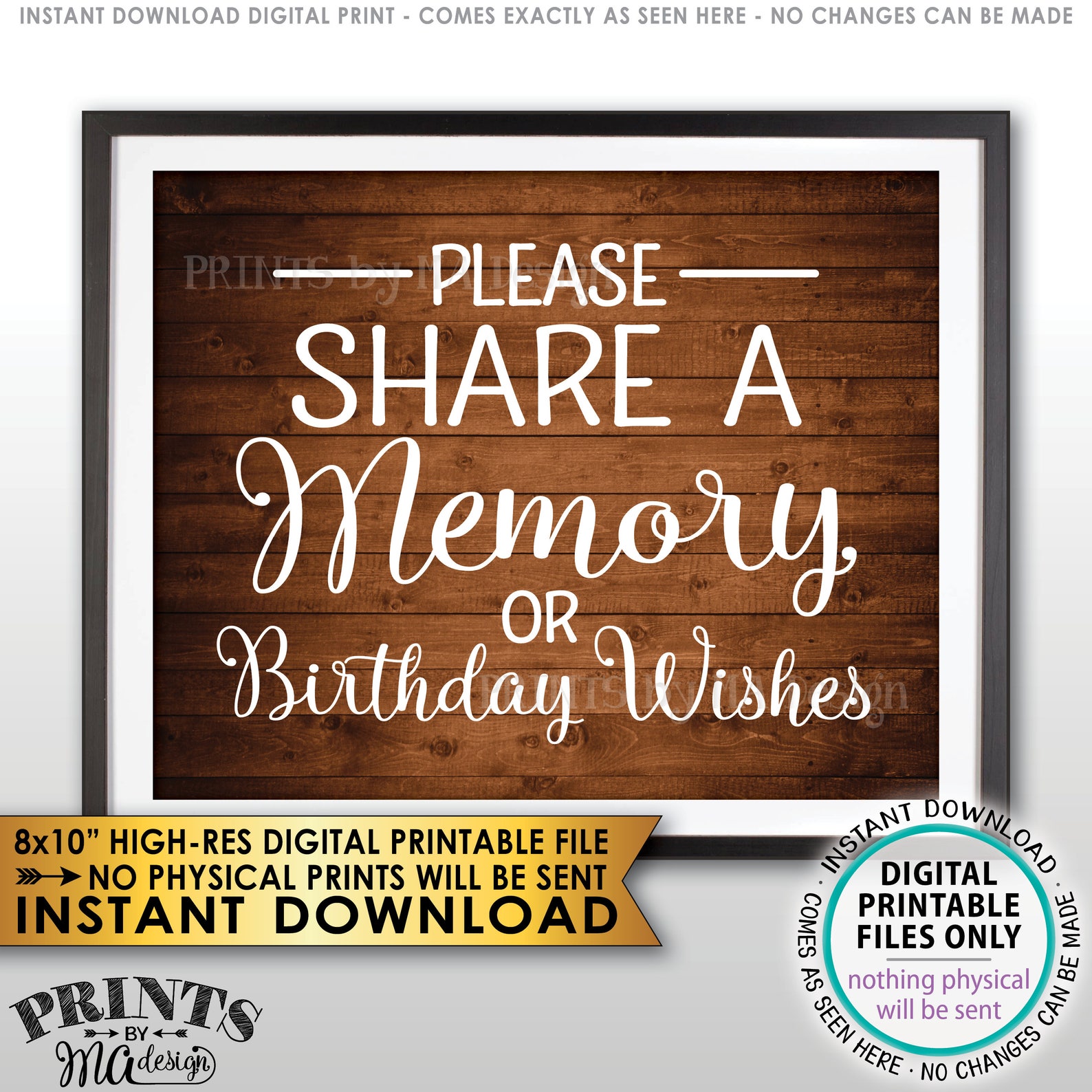 Share a Memory or Birthday Wishes Sign Write a Memory Share | Etsy