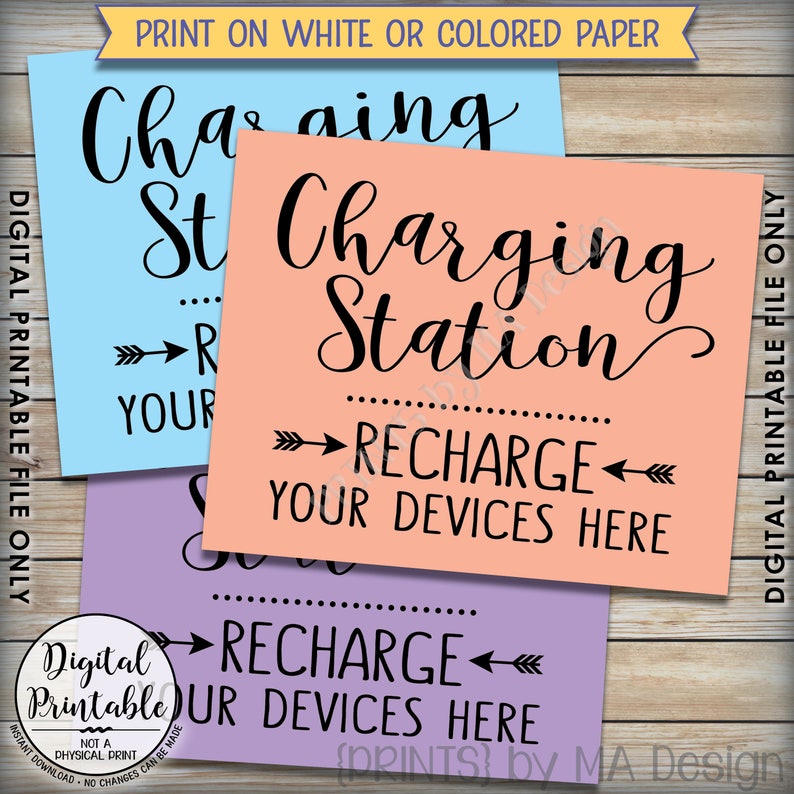 Charging Station Sign Recharge Your Devices Here Wedding - Etsy