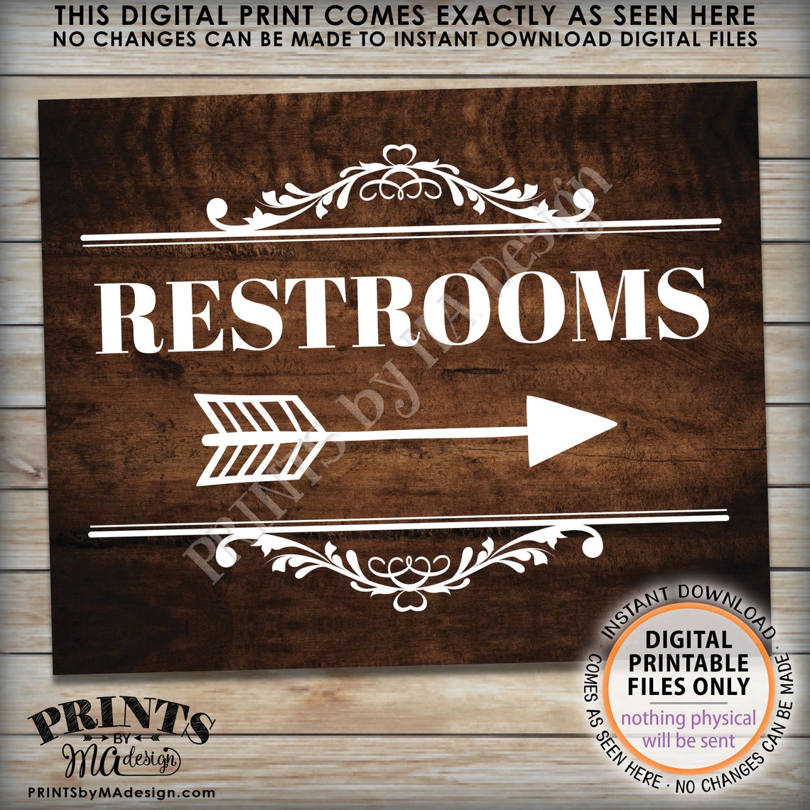 Restroom Sign Directions Arrows Point to Restrooms Directions - Etsy